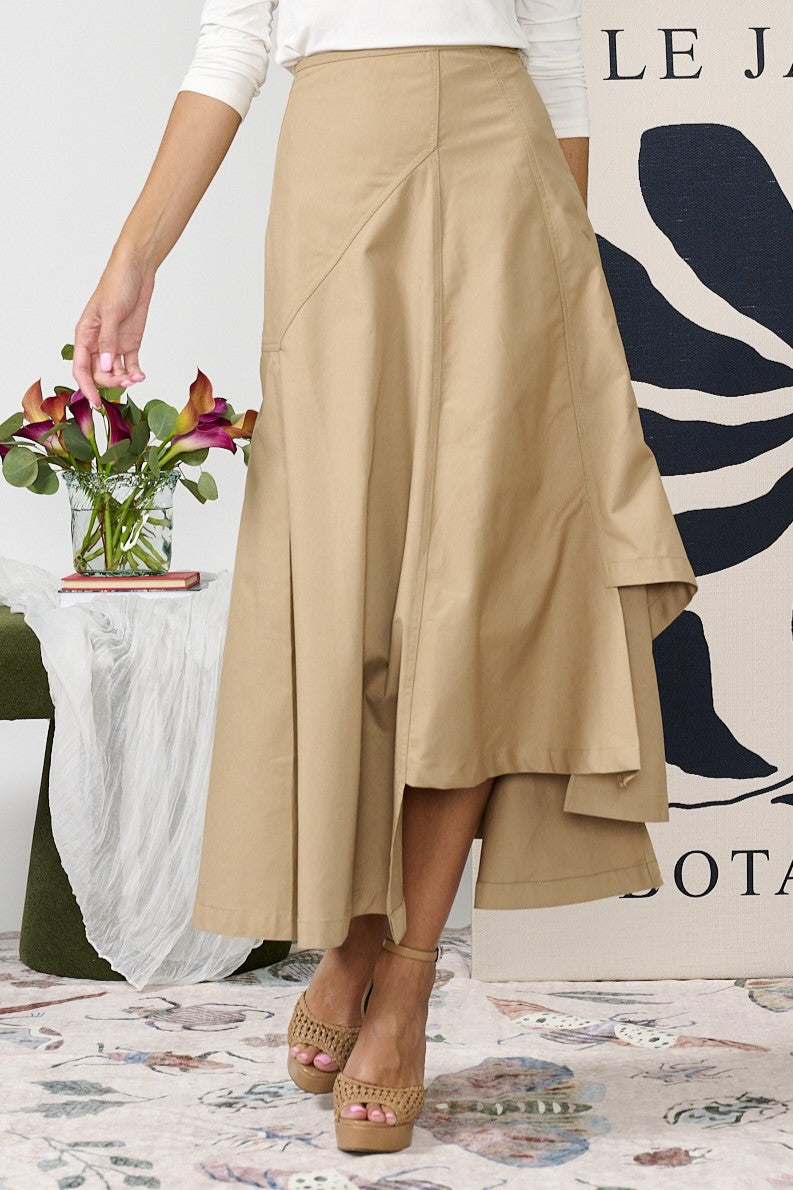 Tan Seamed Midi Skirt – Rebecca's