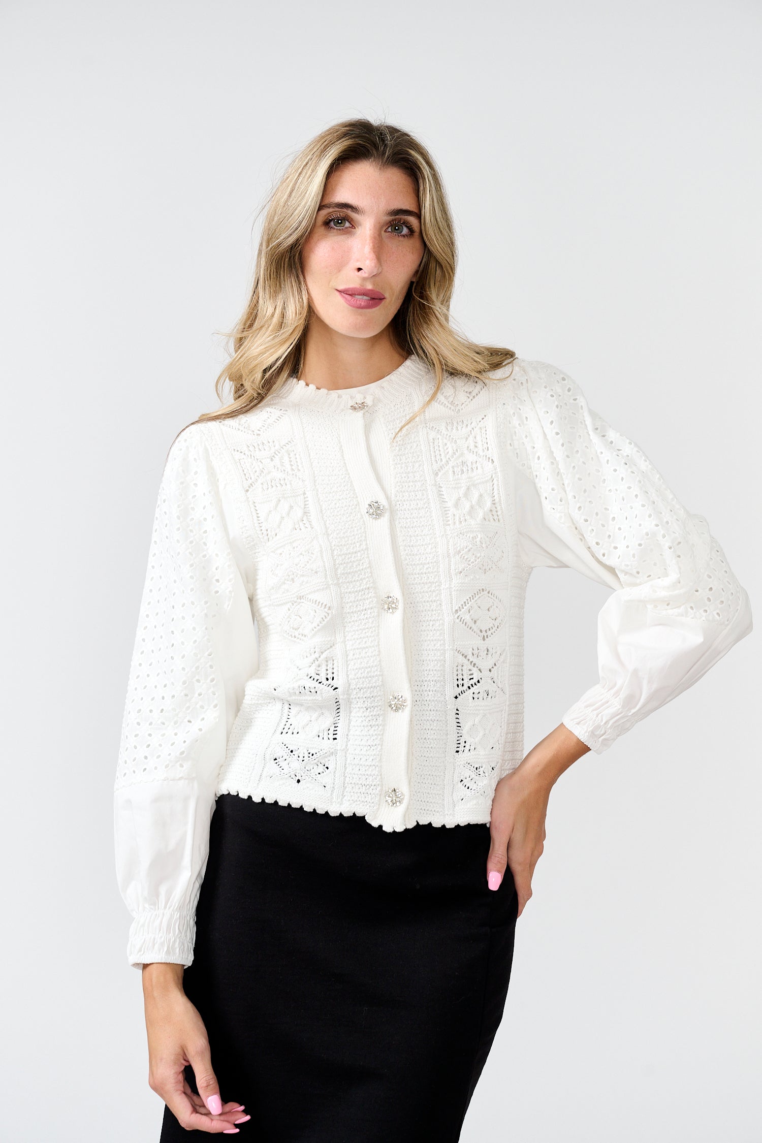 Eyelet Cardigan – Rebecca's