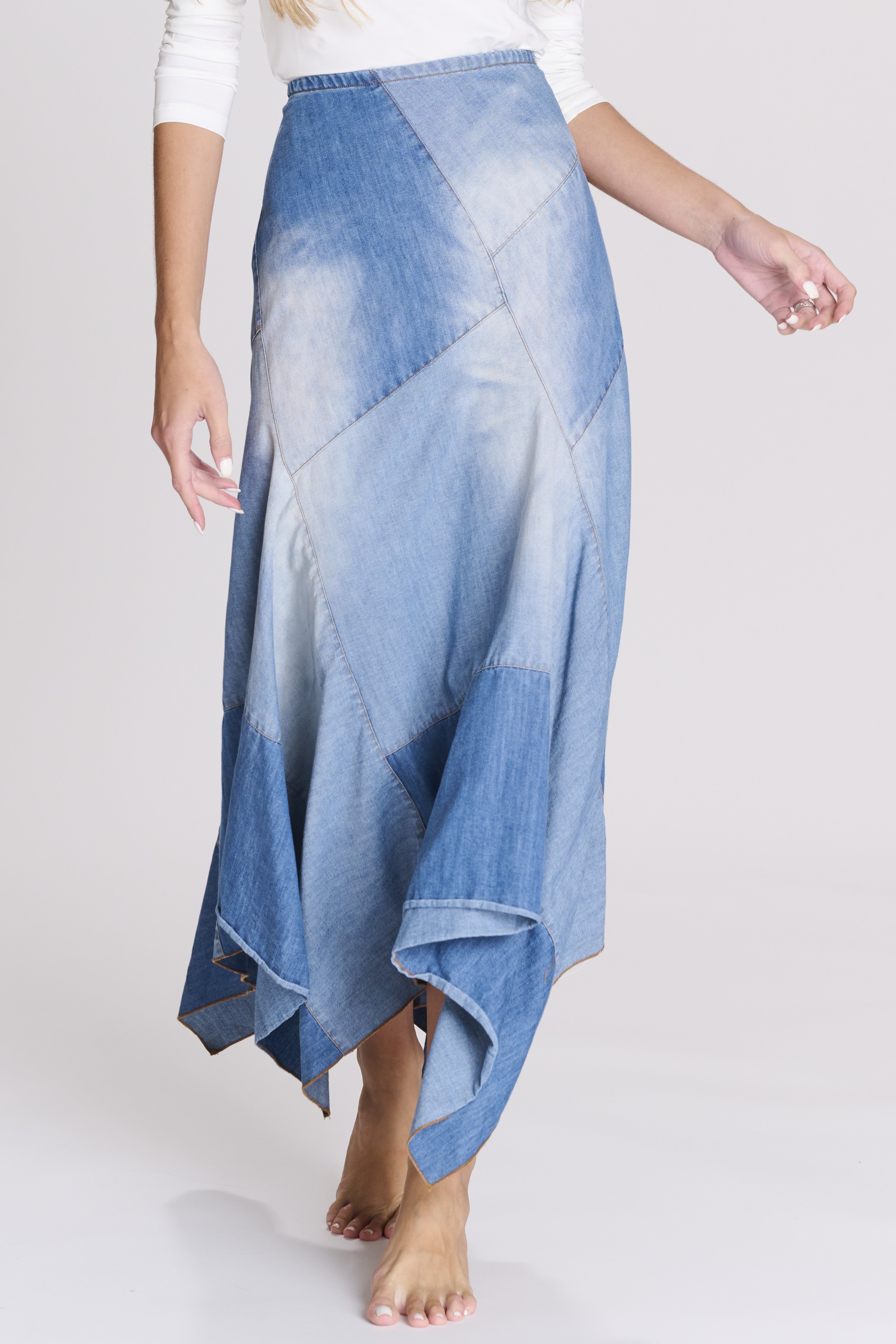 DENIM HANDKERCHIEF SKIRT – Rebecca's
